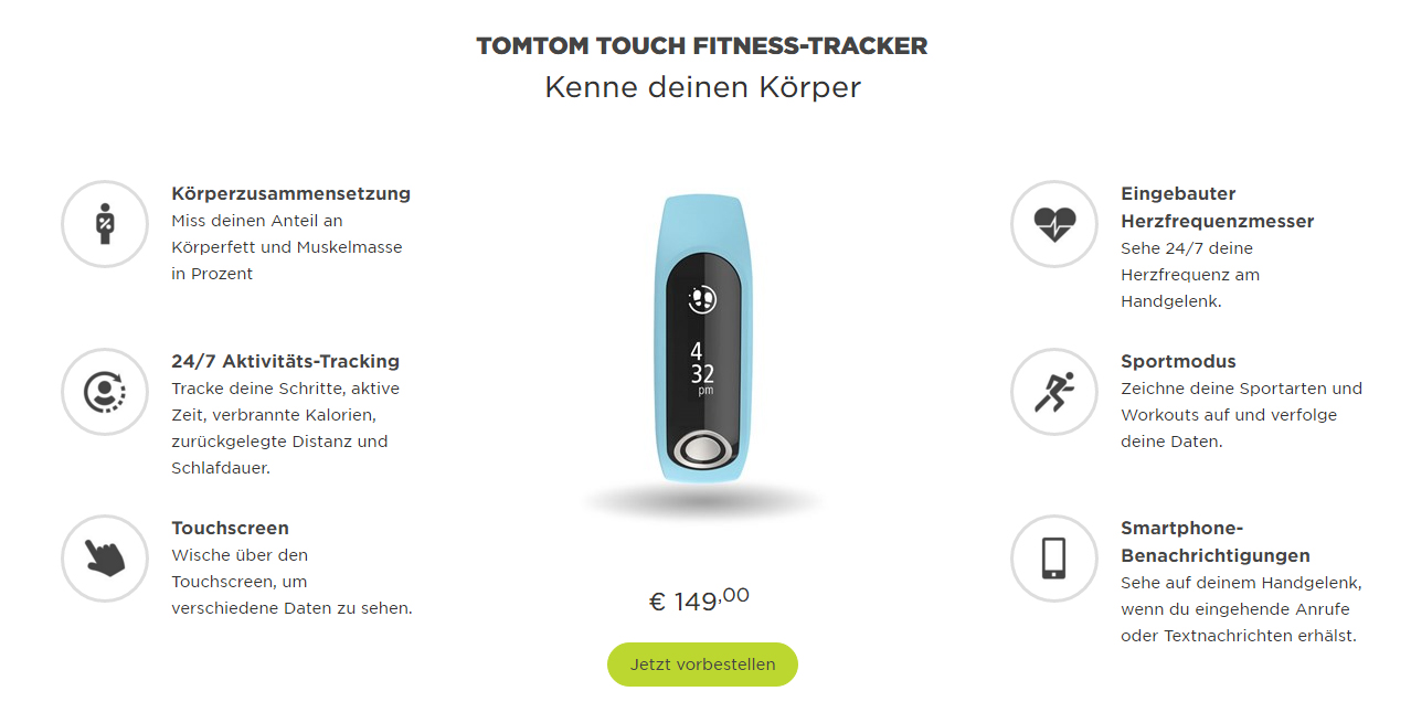 TomTom Touch: Erster Fitness-Tracker mit Körperfettanalyse - fitness ...